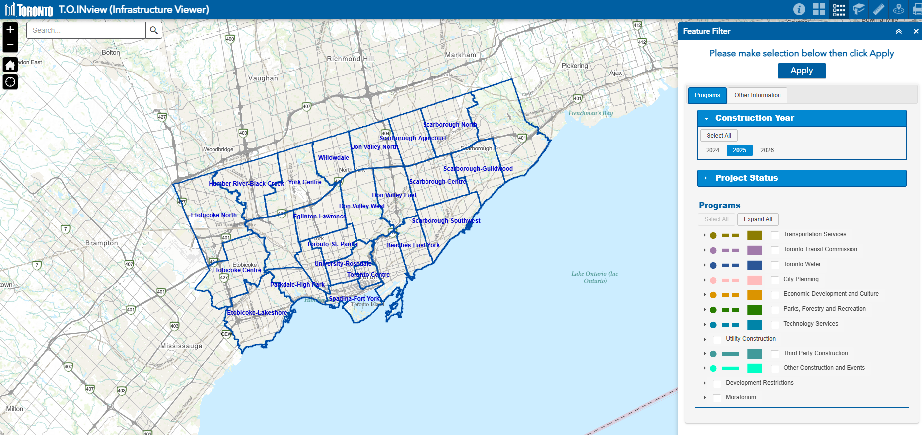 T.O. INview – Infrastructure Toronto/Construction Map – TABIA